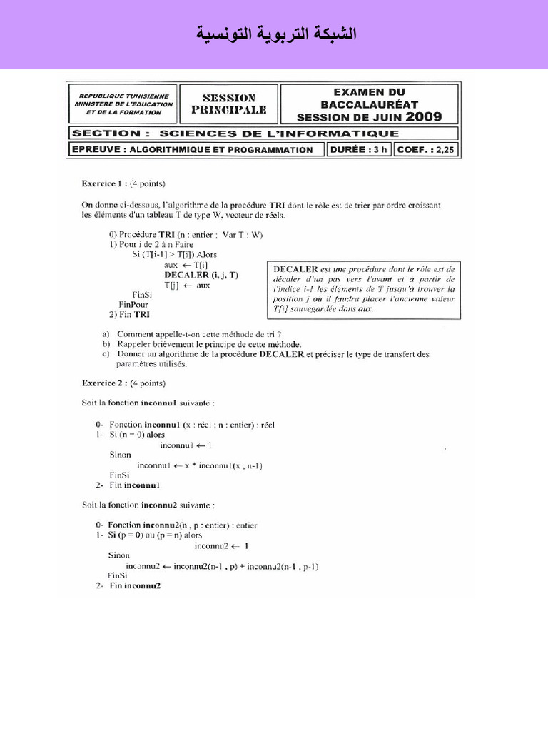 Algorithme 2009 Principale | PDF