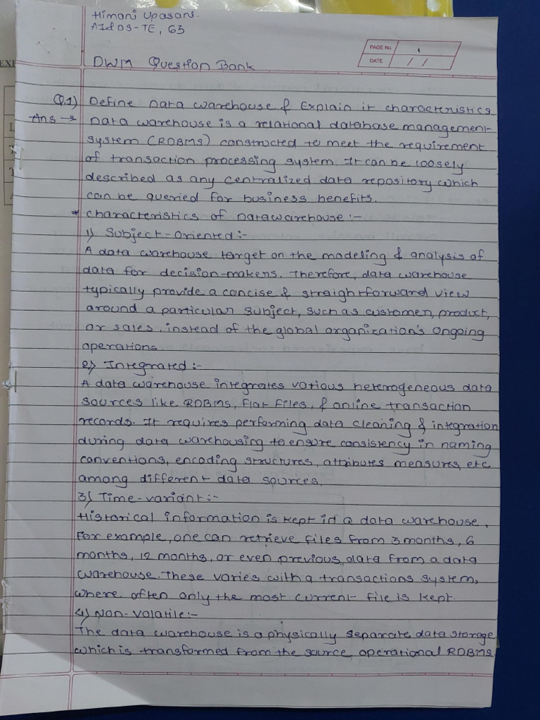 DWM IA1 QB | PDF | Data | Data Management Software