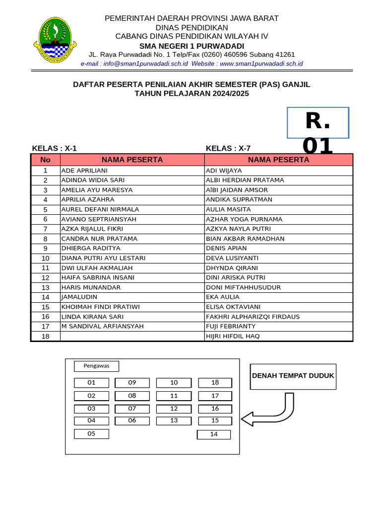 DENAH RUANG PAS GANJIL 2425 (1) | PDF
