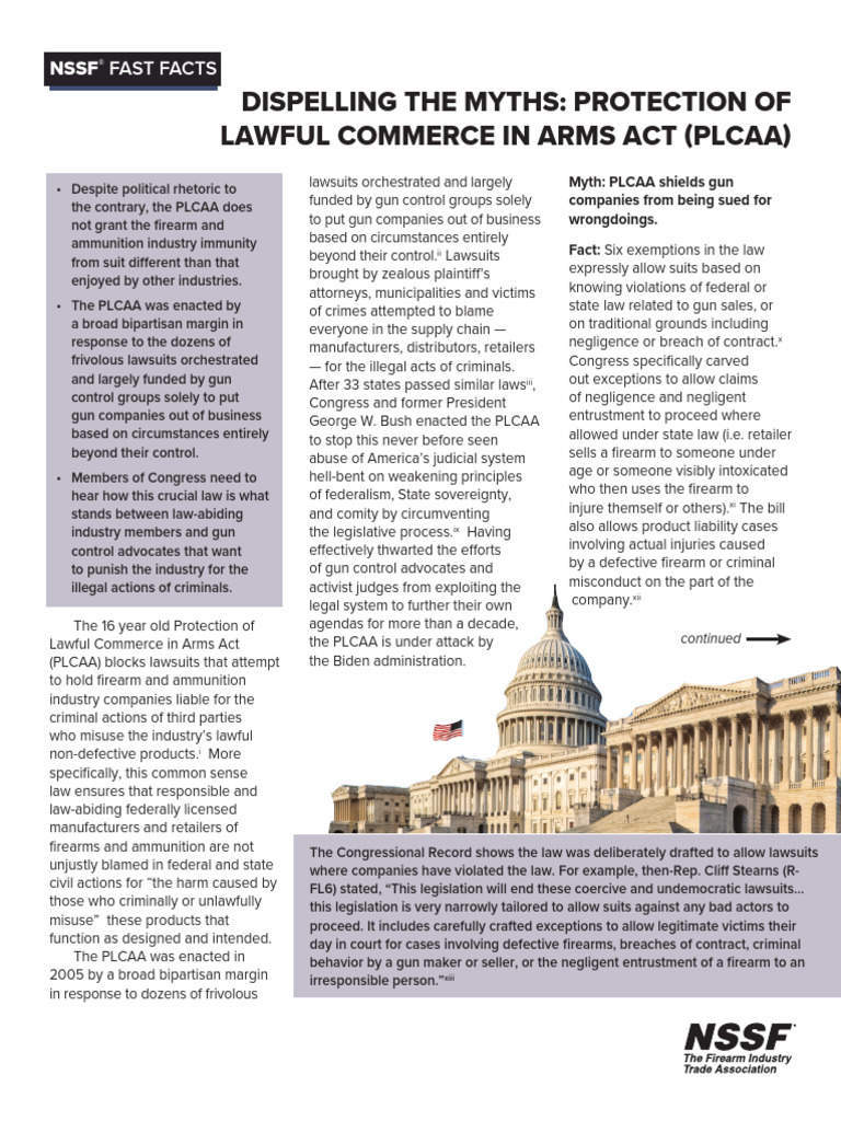NSSF Factsheet: Dispelling The Myths: Protection Of Lawful Commerce In ...