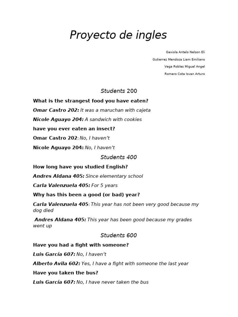 Proyecto Ingles 2 | PDF