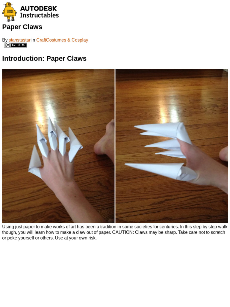 Paper Claws - 10 Steps - Instructables | PDF