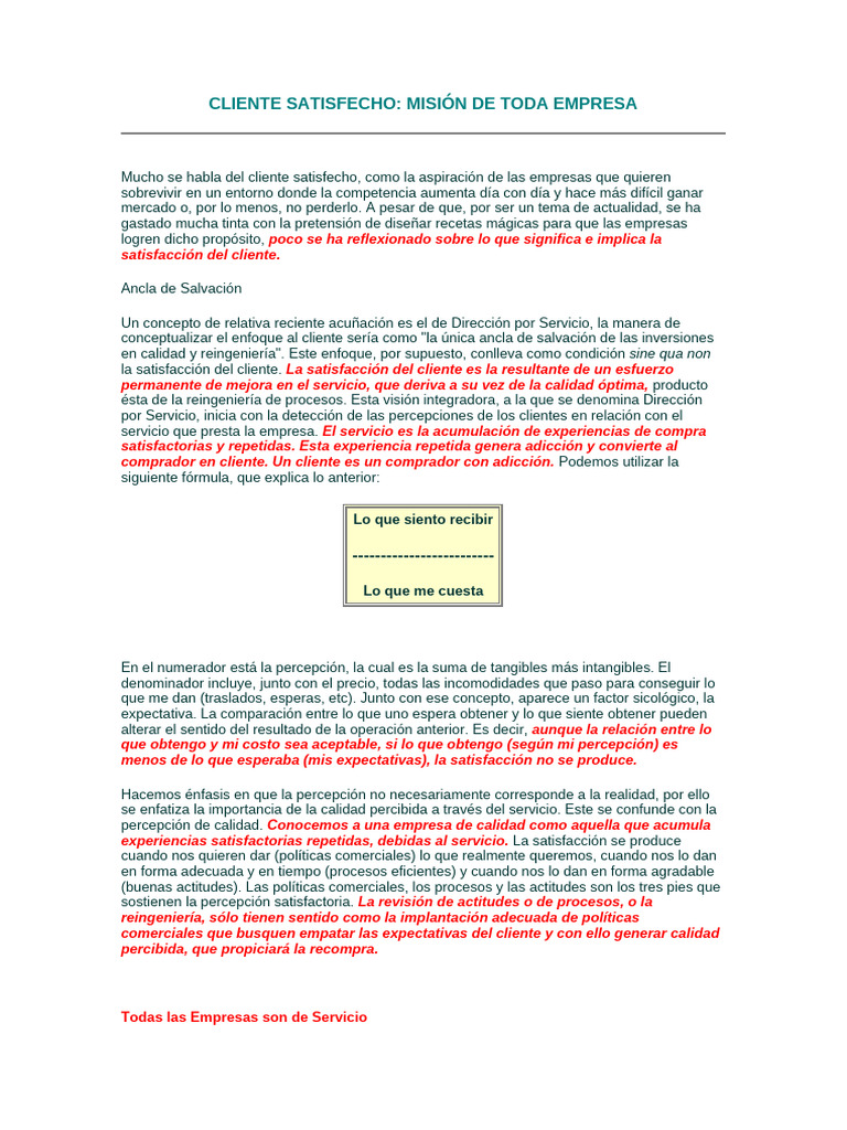 Cliente Satisfecho | PDF | Business | Calidad (comercial)