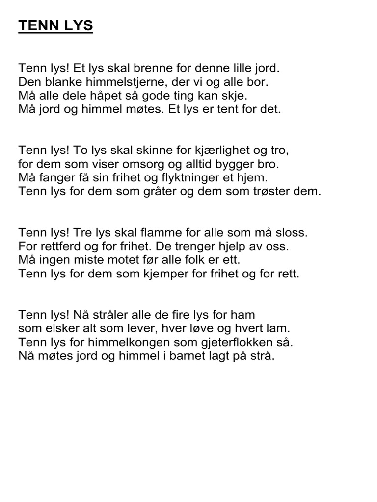 Tenn Lys Tekst | PDF