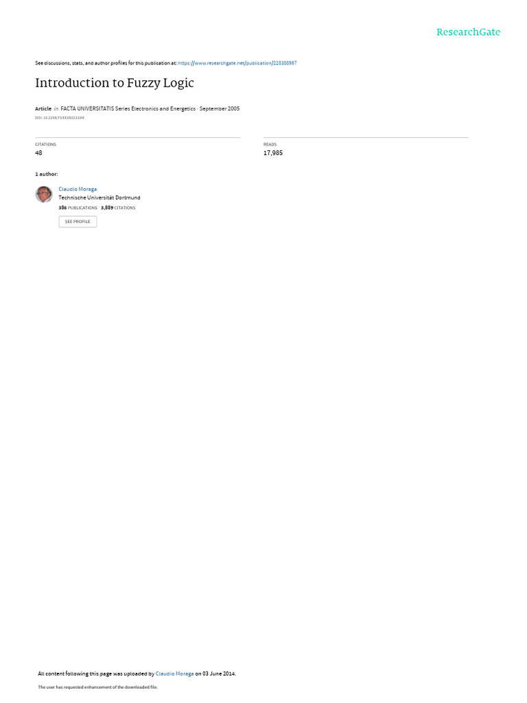 Introduction to FuzzyLogic | PDF | Fuzzy Logic