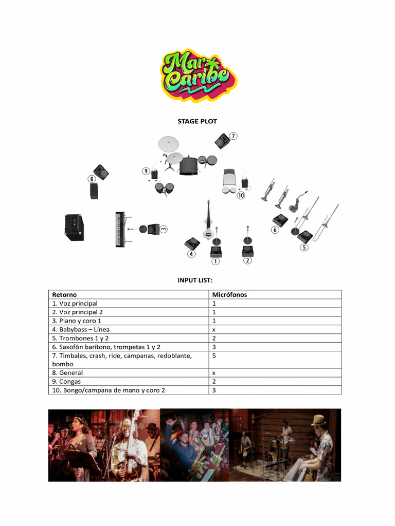 Mar Caribe - Rider T - Stage Plot - Input List | PDF