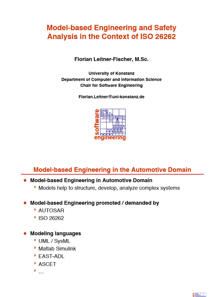 Model-based Engineering and Safety Analysis in the Context of ISO 26262 | PDF | Reliability ...