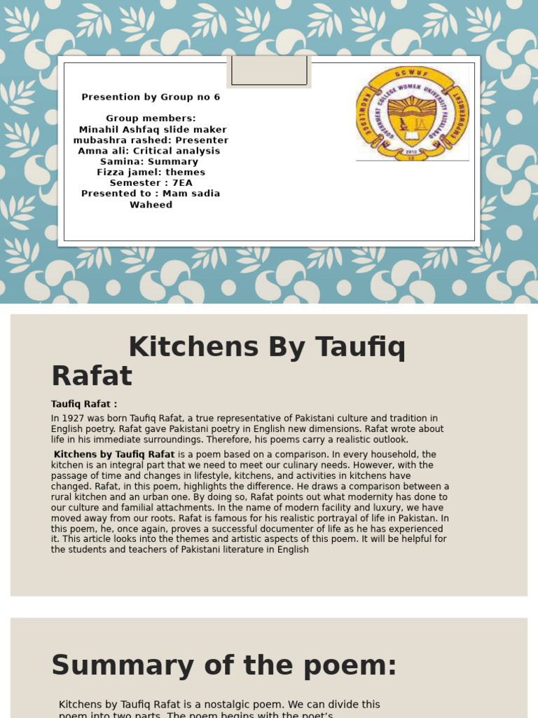 Presentation | PDF | Poetry | Kitchen