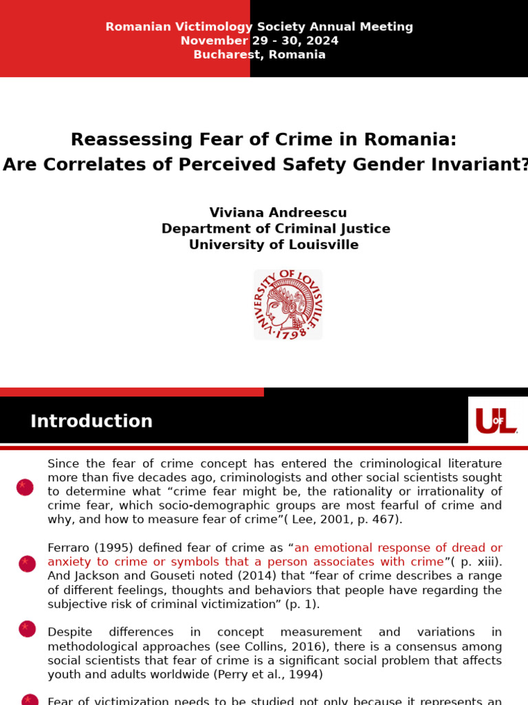 Fear of Crime in Romania: Gender Insights | PDF | Fear | Crimes