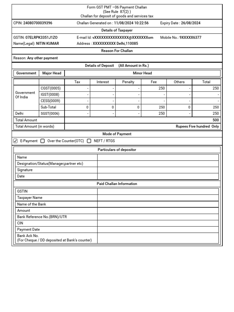 GST Challan | PDF | Payments | Economy Of India