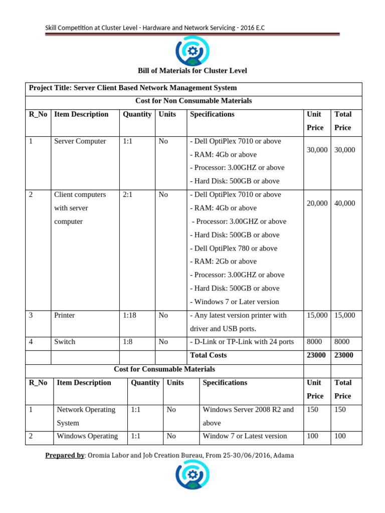 Bill of Materials | PDF | Computer Hardware | Server (Computing)