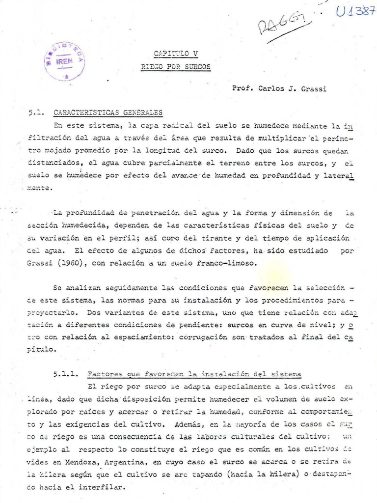 Riego Por Surcos, Carlos Grassi | PDF | Riego
