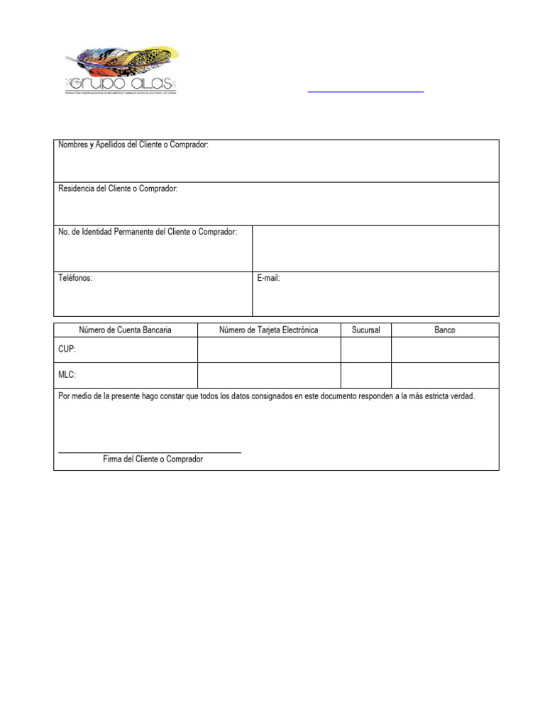 Ficha de Clientes Personas Naturales de GRUPO ALAS | PDF