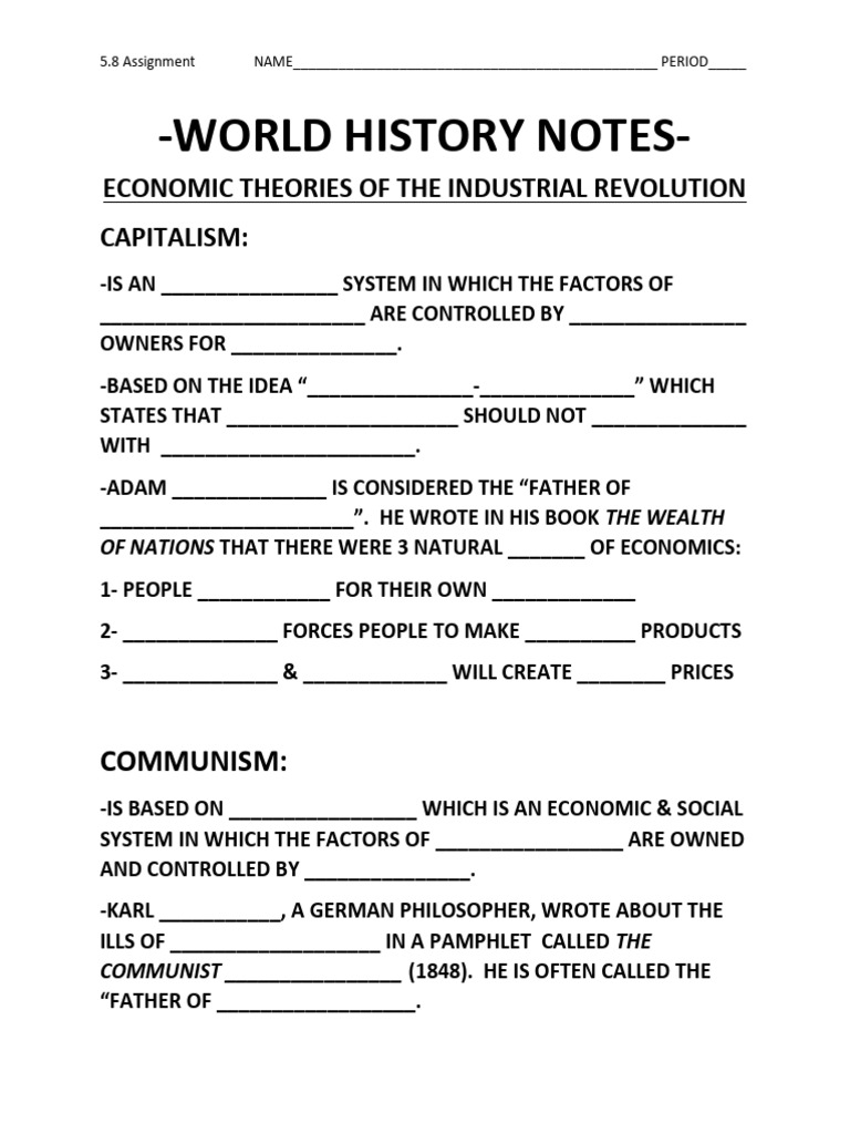 Economic Theories of The Industrial Revolution Outline-1 | PDF