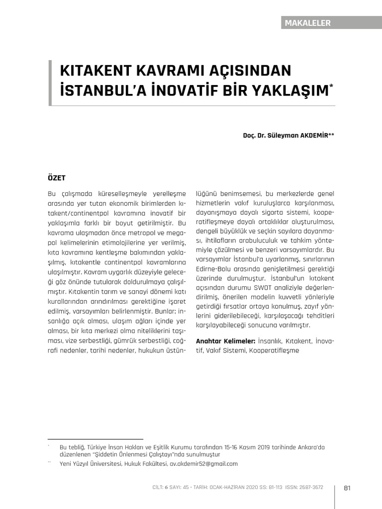K Takent Kavram A S Ndan Stanbul'a Novatif Bir Yakla M (#943123) - 1788994 | PDF