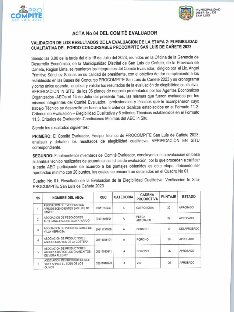 Acta #04 Comite Evaluador | PDF