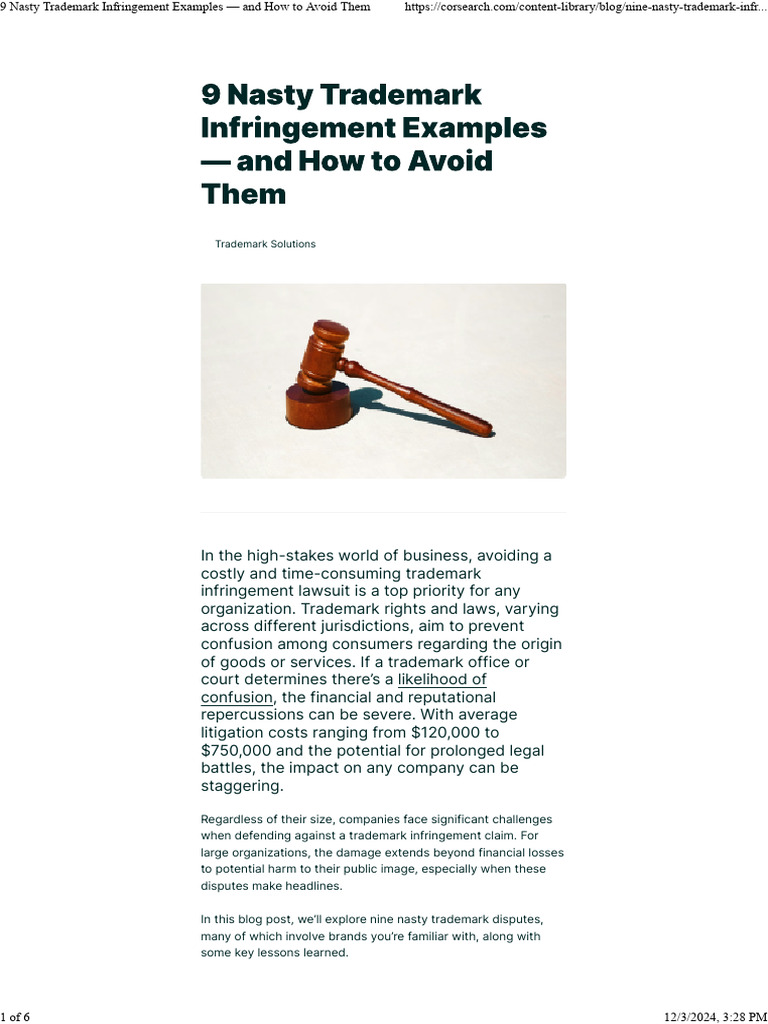 Trademark Infringement Examples | PDF | Trademark | Brand