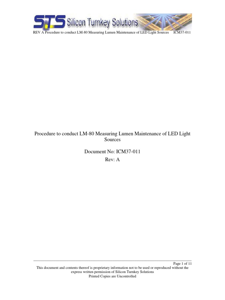 Procedure To Conduct LM-80 Measuring Lumen Maintenance of LED Light ...