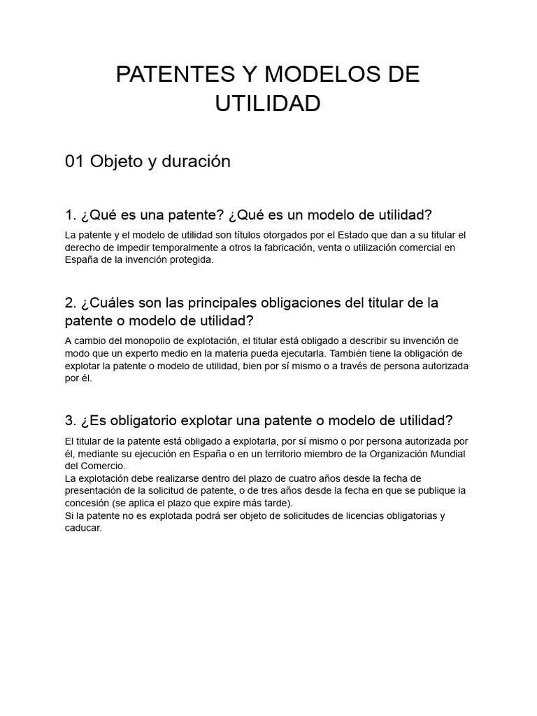 Patentes y Modelos de Utilidad | PDF | Patentar