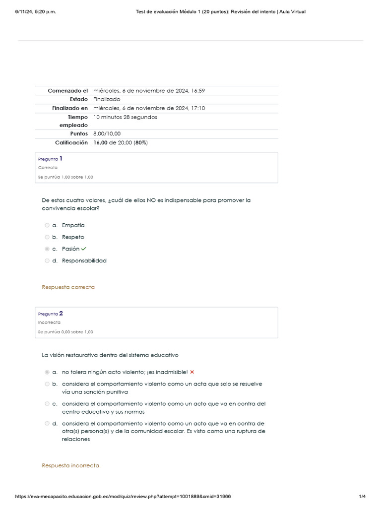 Test de Evaluación Módulo 1 (20 Puntos)_ Revisión Del Intento _ Aula ...