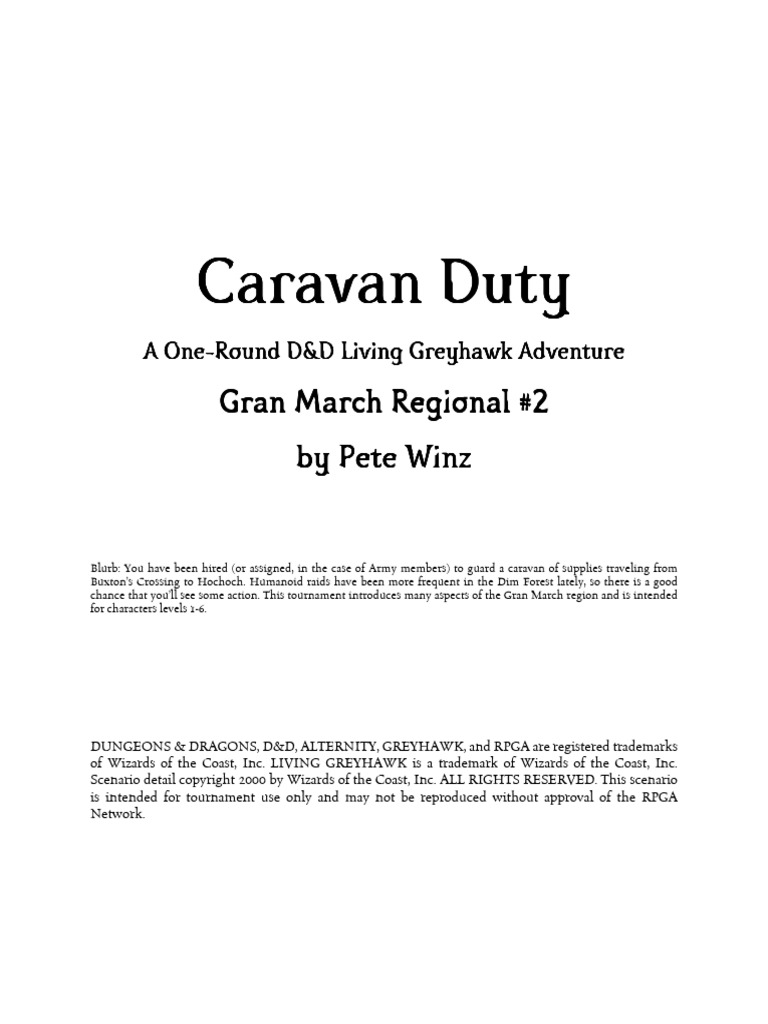D&D Caravan Duty Adventure Guide | PDF