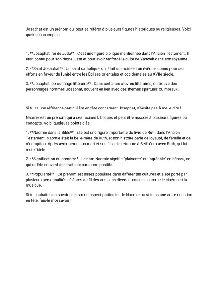 Josaphat Et Naomie | PDF