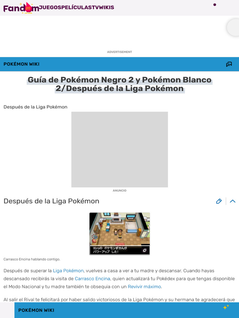 Guía de B&N 2 Después de la Liga | PDF | Pokémon