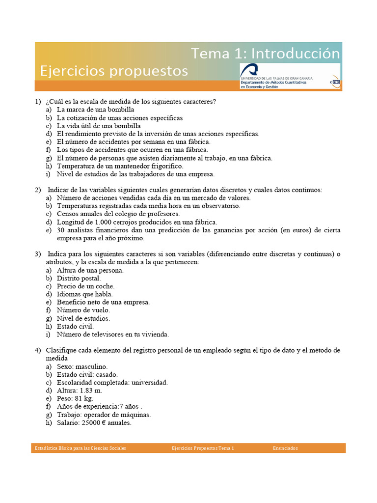 Tema 1 - Ejercicios Propuestos | PDF