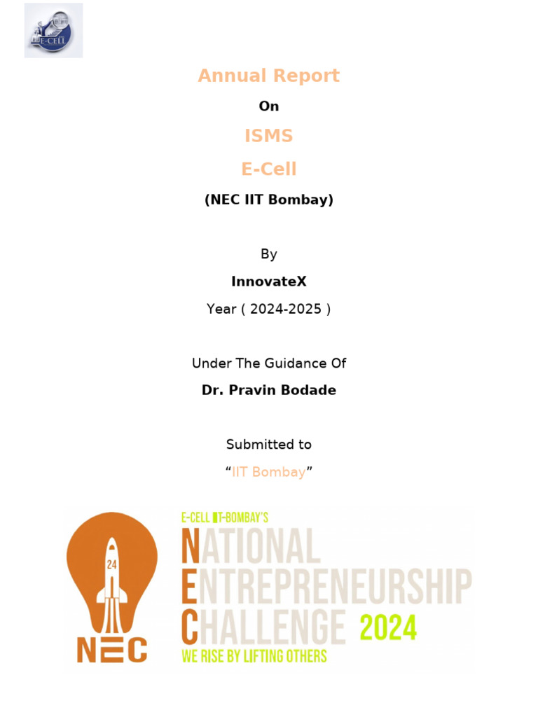 Annual Report E Cell | PDF | Entrepreneurship | Cognition