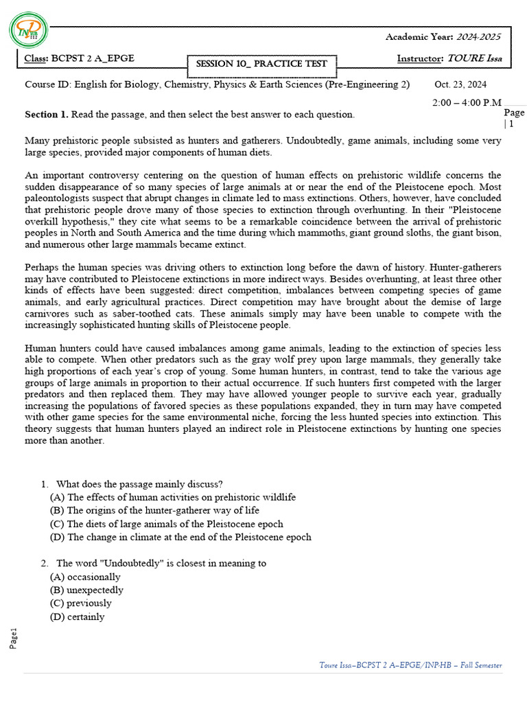 10 Session 10 Practice Test-English for Biology, Chemistry, Physics ...