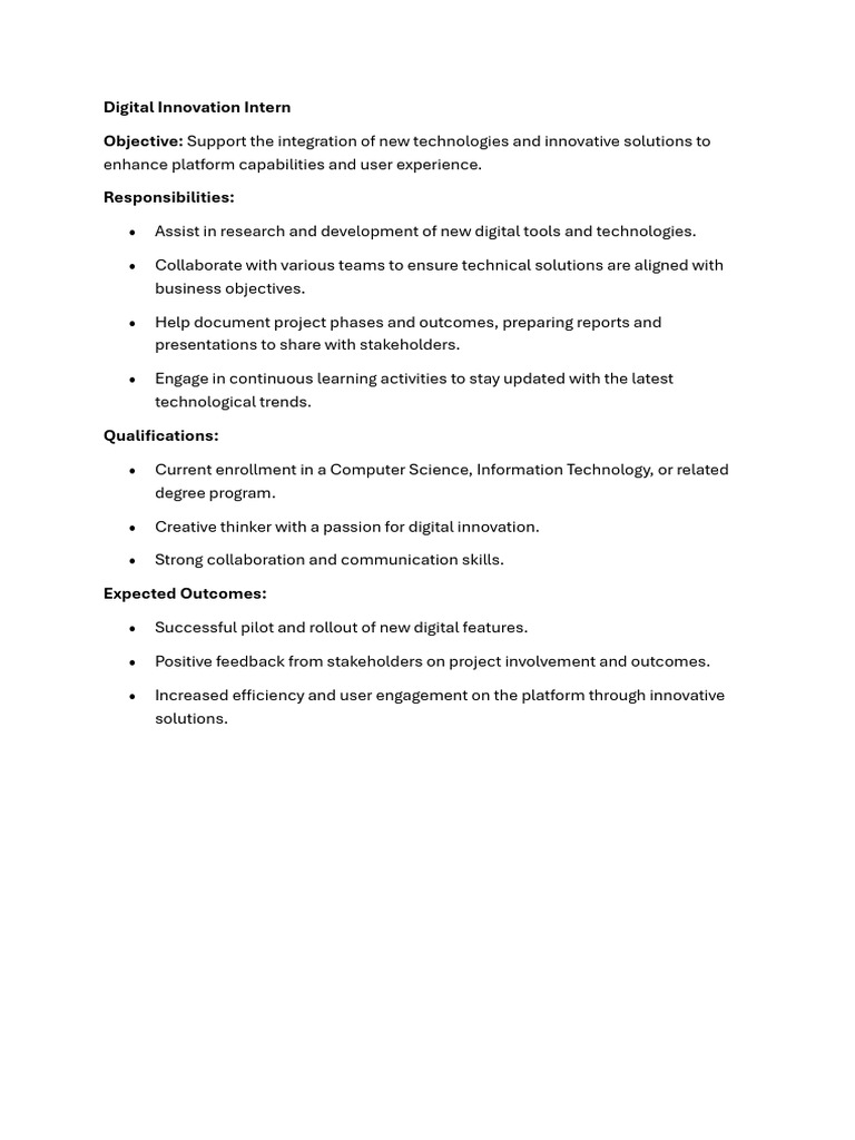 Digital Innovation Intern - JD | PDF