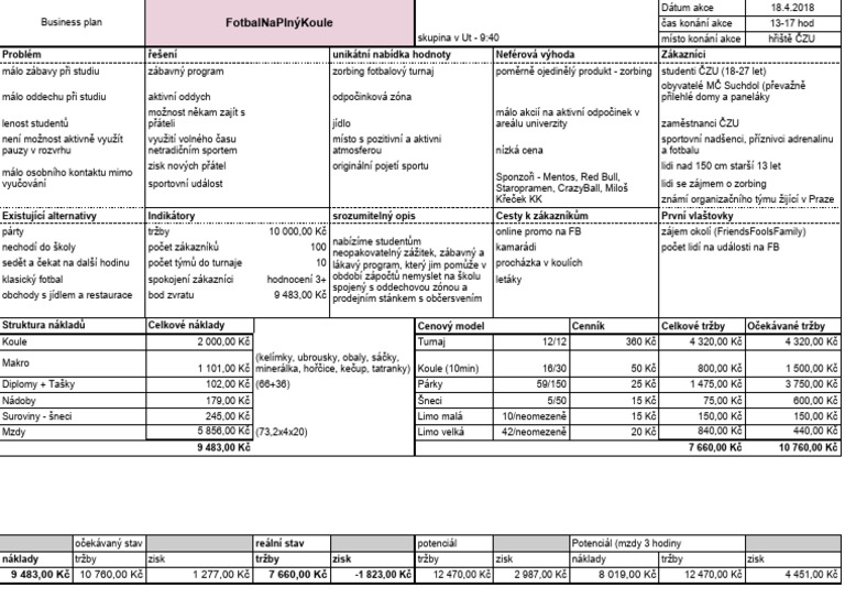 Business Plan - Zorbing Fotbal | PDF
