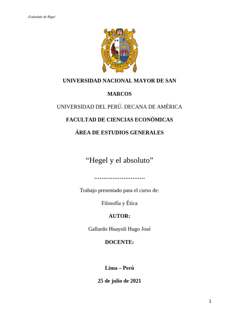 El Absoluto en la Filosofía de Hegel | PDF | Georg Wilhelm Friedrich ...