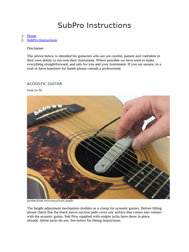 subpro manual | PDF | Guitars | String Instruments