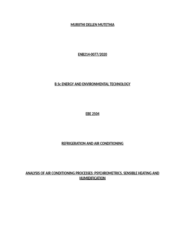 MURIITHI DELLEN MUTETHIA | PDF | Humidity | Thermodynamics