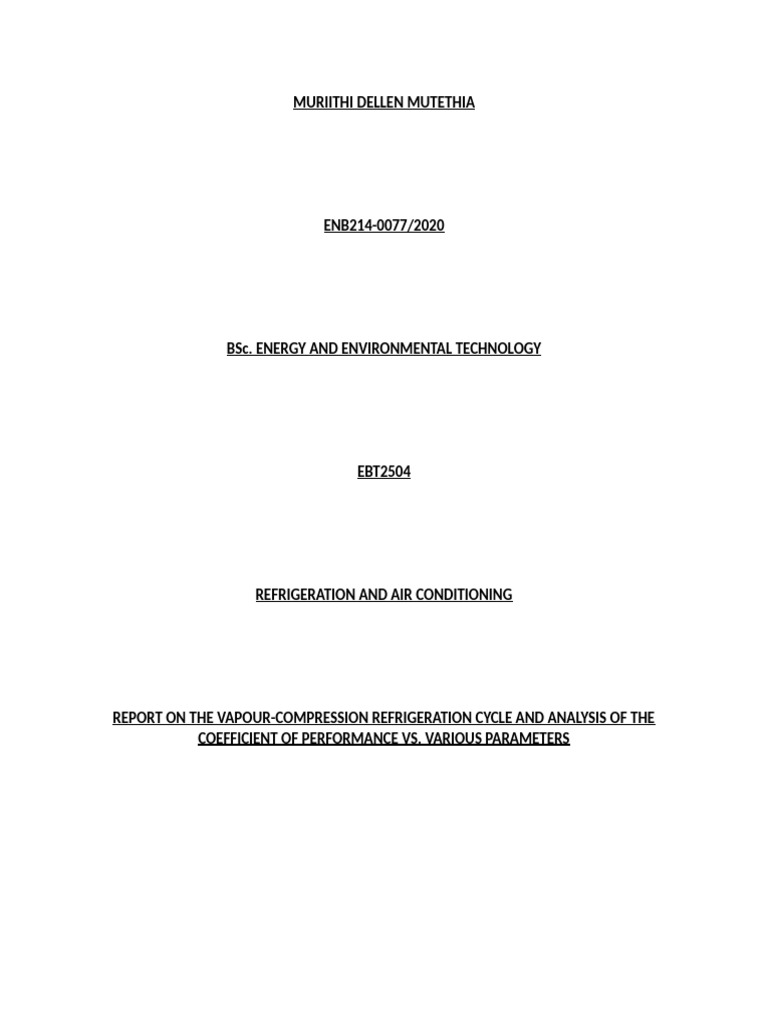 Refrigeration Report Complete | PDF | Thermodynamic Properties ...