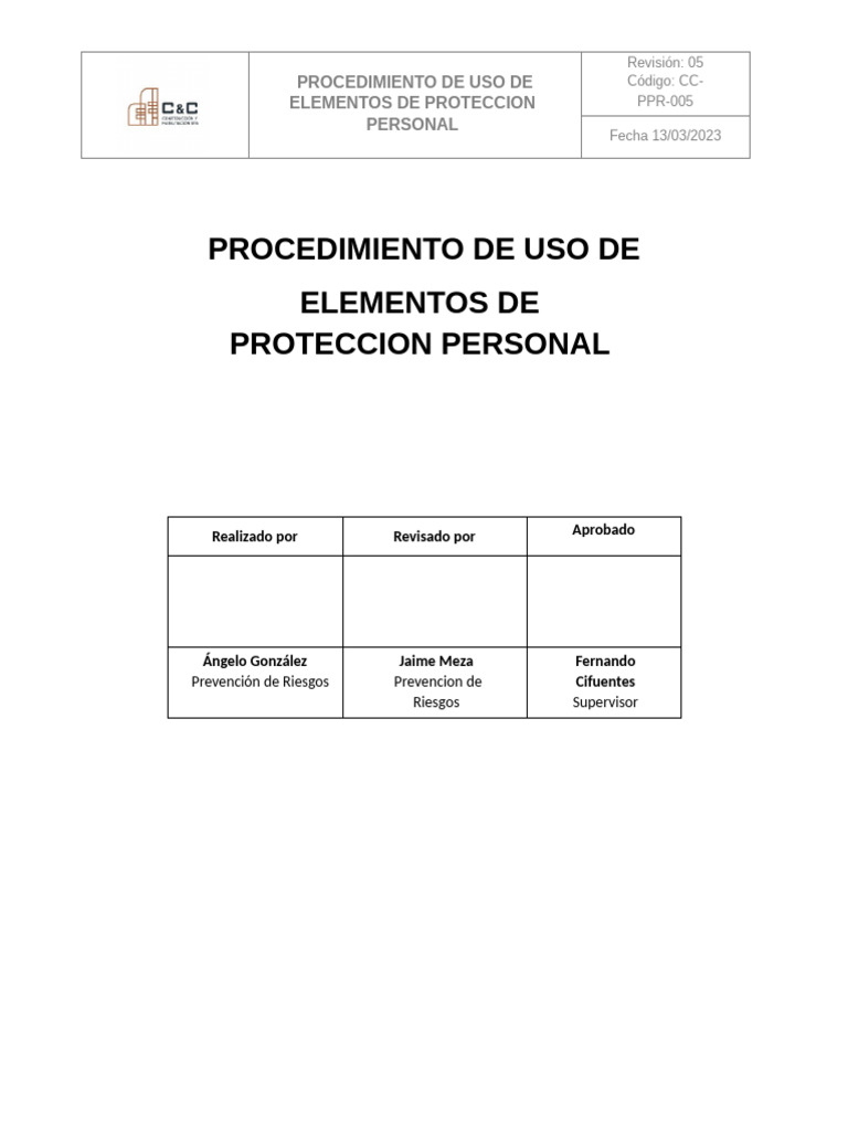 Procedimiento de Uso de Epp | PDF | Guante