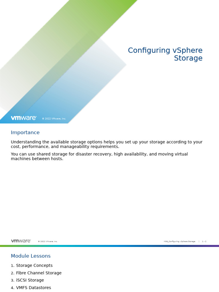 Module 6. Configuring VSphere Storage | PDF | Computer Data Storage | Computer Data