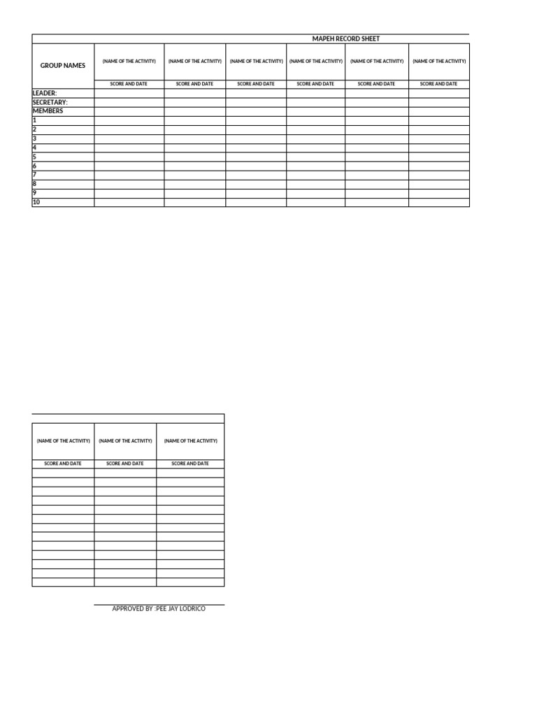 Mapeh Record Sheet | PDF
