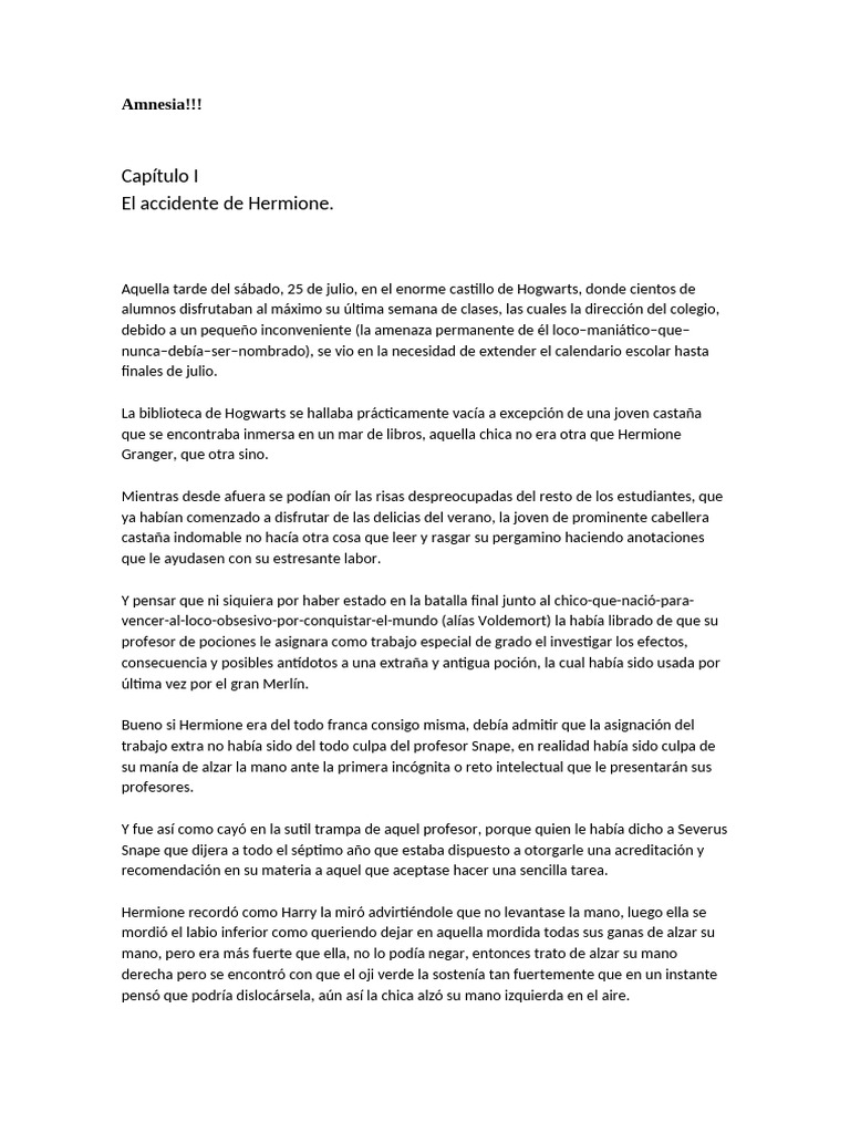 Amnesia | PDF | Harry Potter