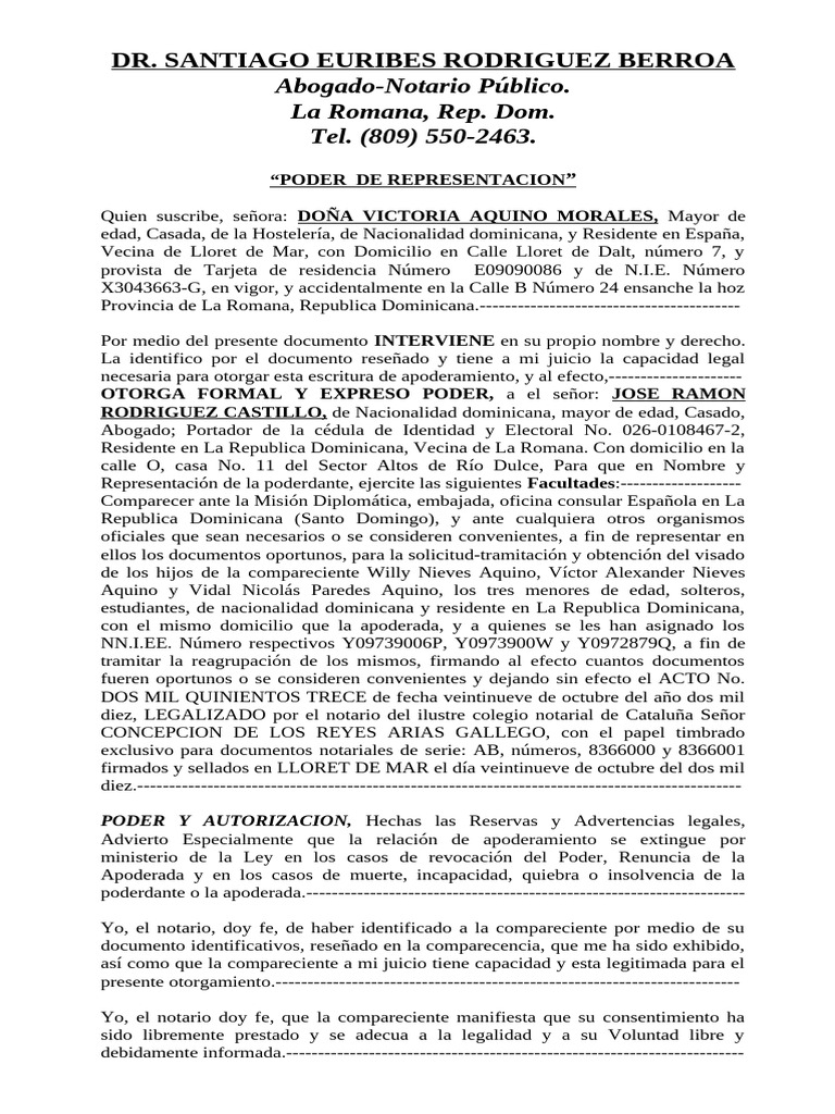 PODER DE REPRESENTACION (Modelo) | PDF | República Dominicana