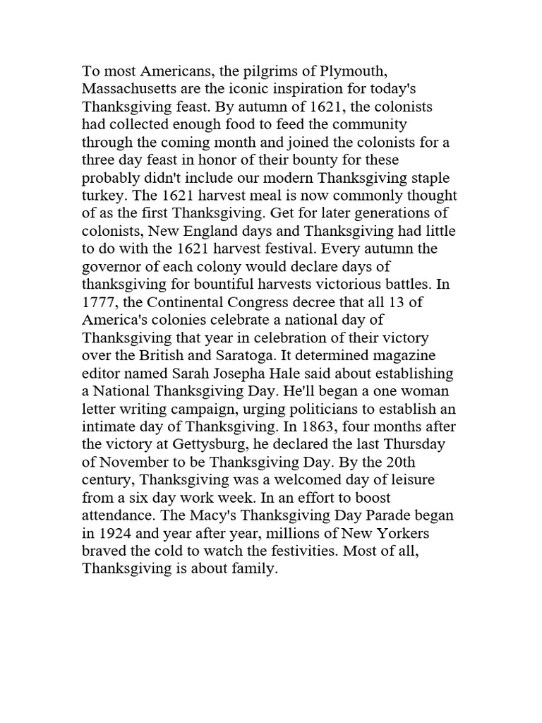 Evolution of Thanksgiving Traditions | PDF