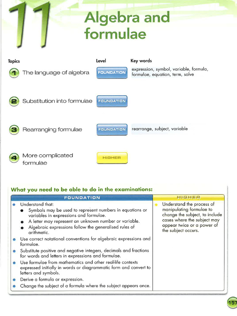 CH 11 Algebra and Forumulae | PDF | Algebra | Formula