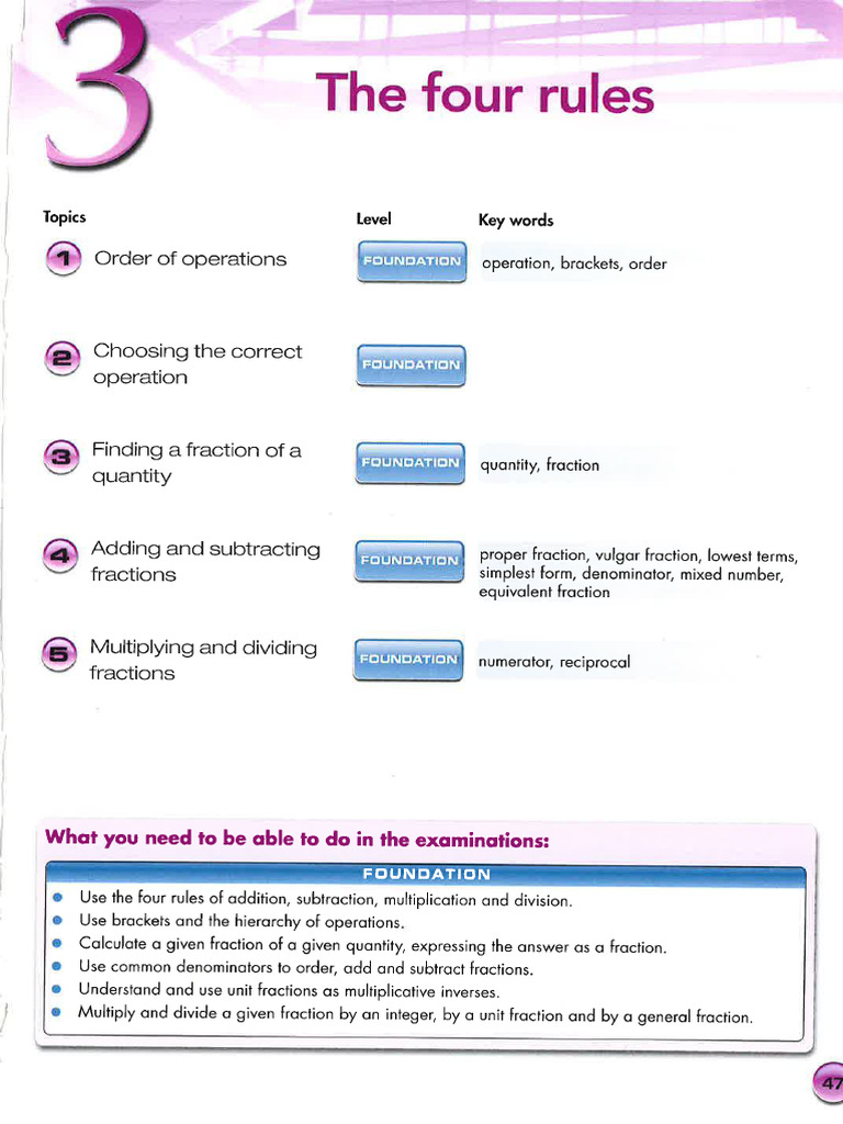 CH 03 The Four Rules | PDF | Multiplication | Arithmetic