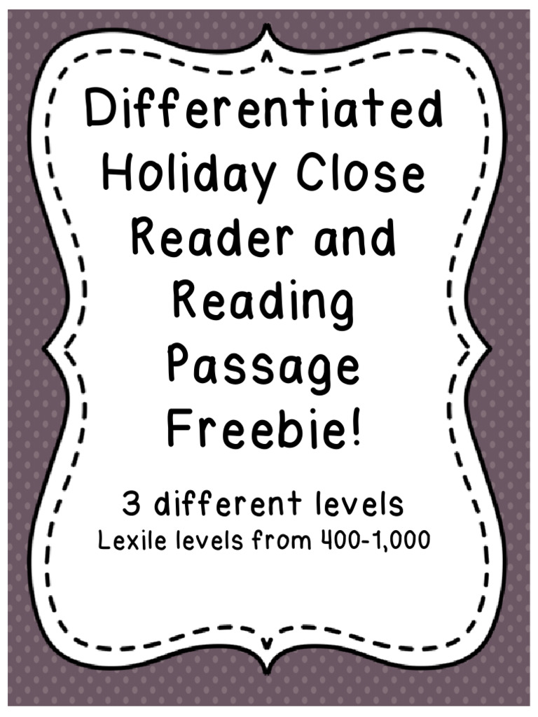 Differentiated Holiday Close Reader and Reading Passage Freebie! | PDF