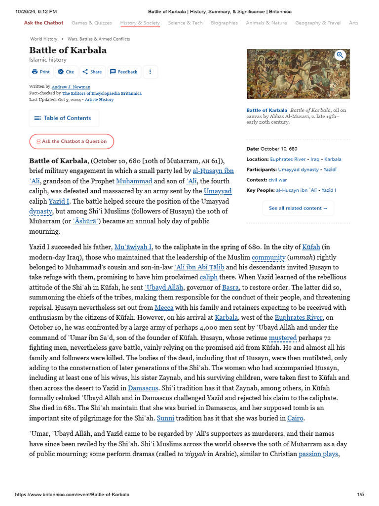 Significance of the Battle of Karbala | PDF | Shia Islam | Husayn Ibn Ali