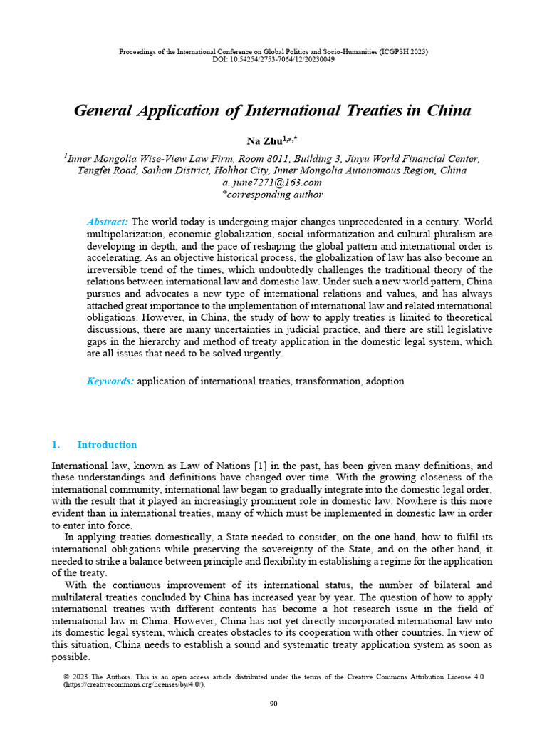 General_Application_of_International_Treaties_in_C | PDF | Treaty ...