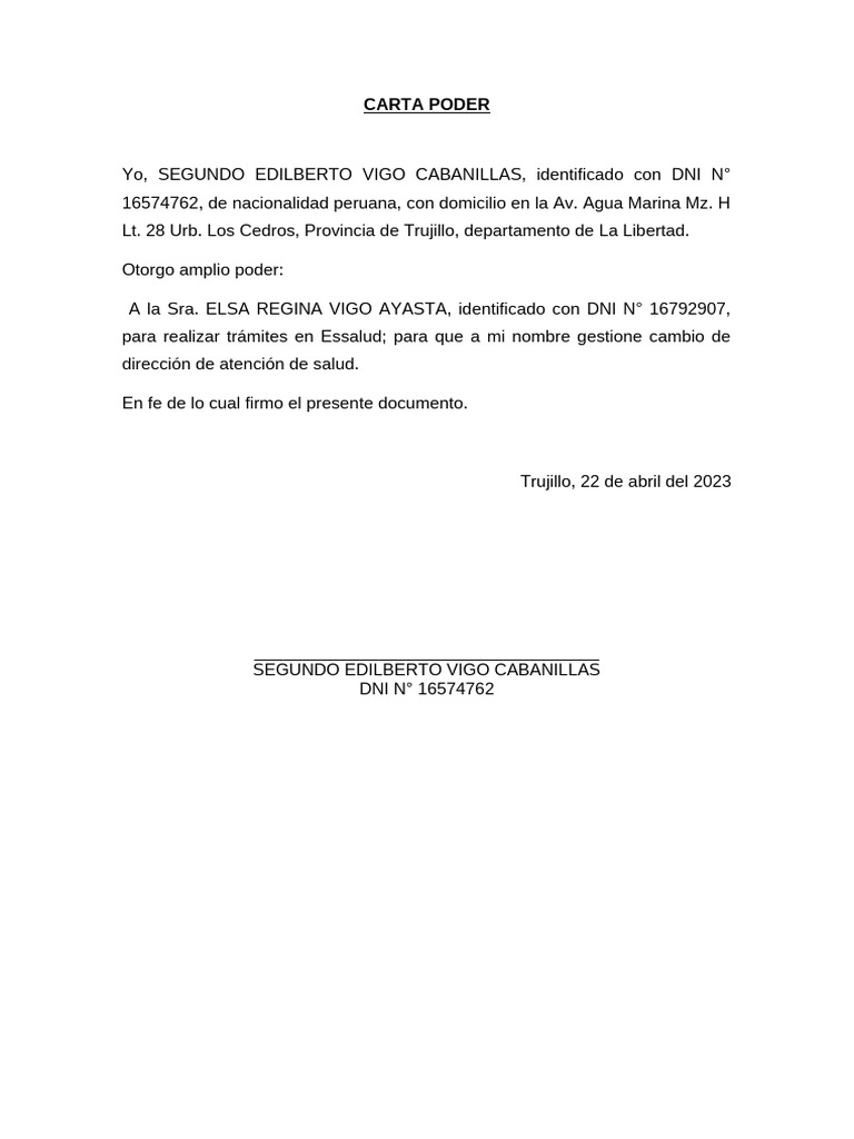 Carta Poder 2023 | PDF