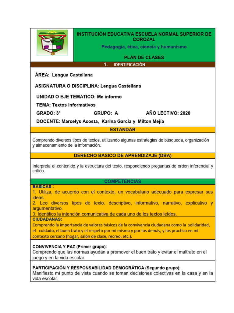 Plan de Clases de Español123 | PDF | Escuelas | Evaluación