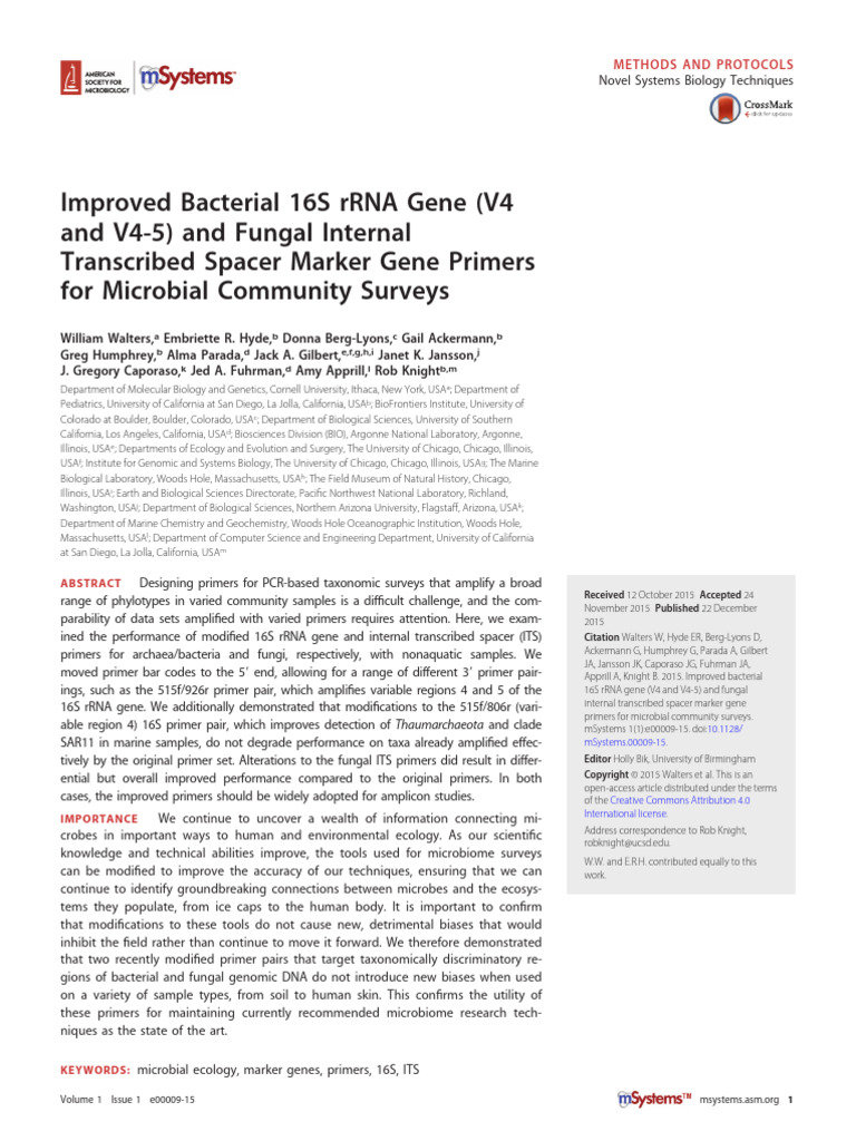 2015 - Improved Bacterial 16S rRNA Gene (V4 and V4-5) and Fungal ...